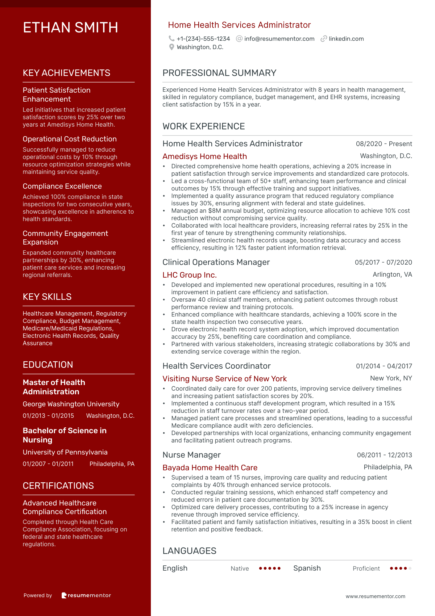 Health Care Management Resume Examples - Free to Edit ATS-Friendly PDF ...