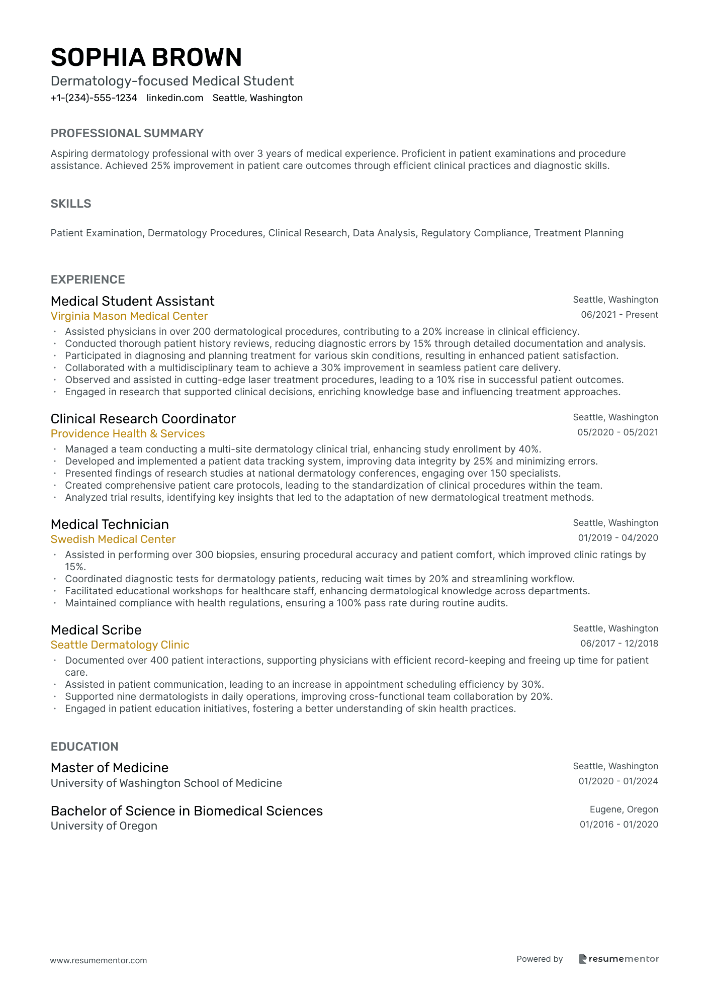 Medical Student Resume Example - Free to Edit ATS-Friendly PDF - 2025