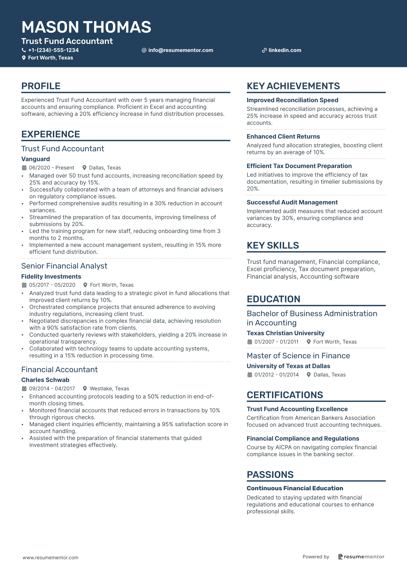 Trust Accountant Resume Example - Free to Edit ATS-Friendly PDF - 2025