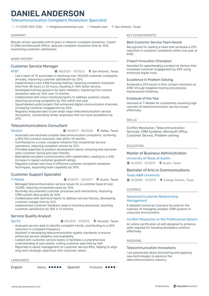 Complaint Resolution Specialist Resume Examples - Free to Edit ATS ...