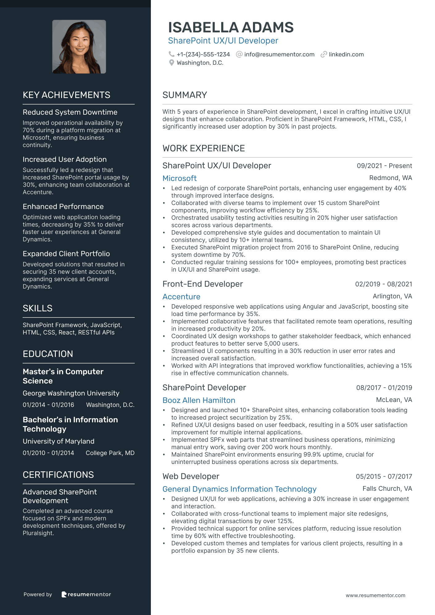 Sharepoint Developer Resume Example - Free to Edit ATS-Friendly PDF - 2025