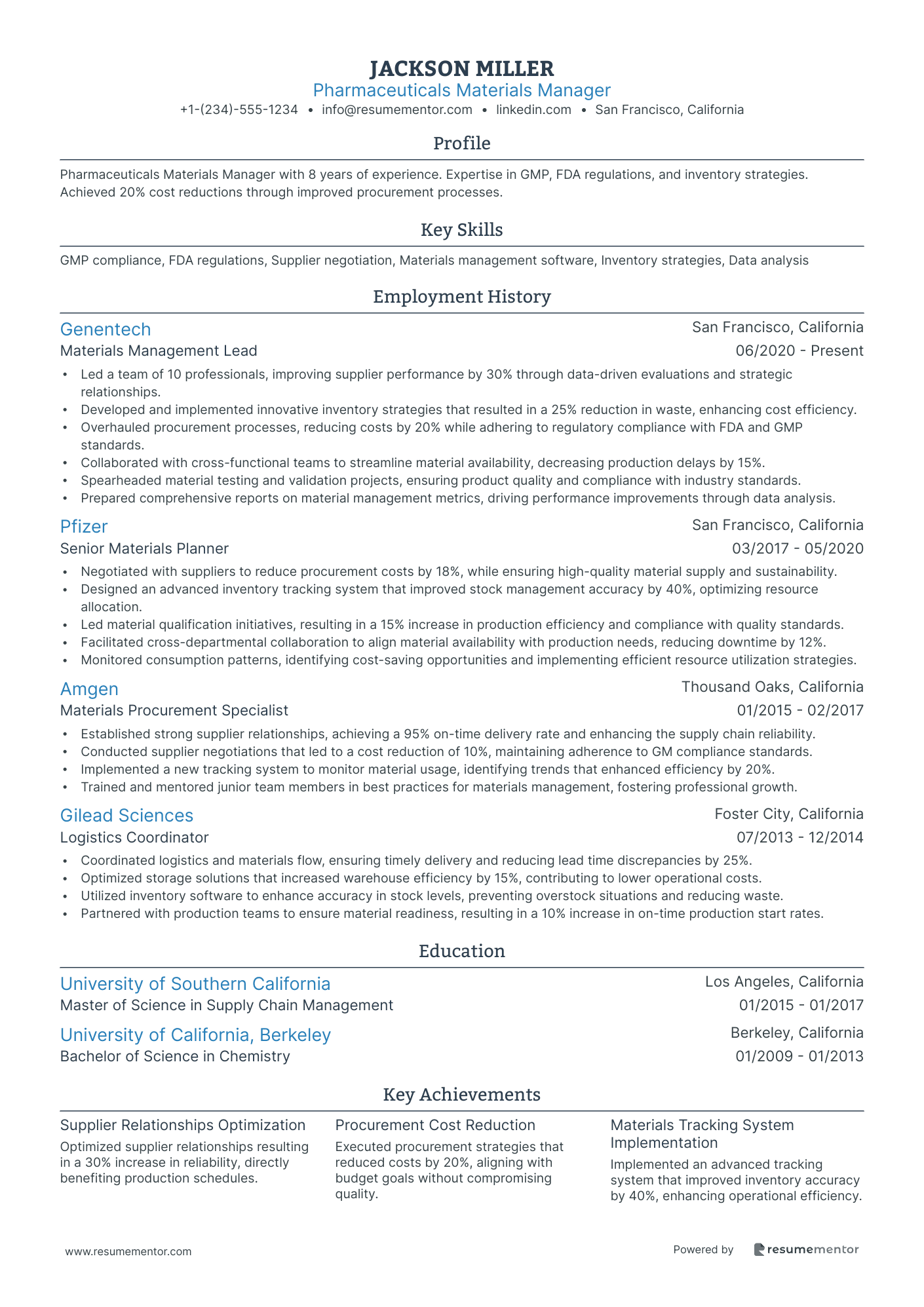 Materials Manager Resume Examples - Free to Edit ATS-Friendly PDF - 2025