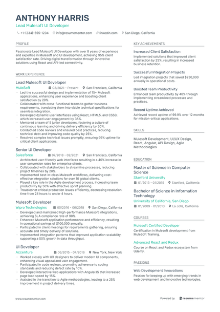 Mulesoft Developer Resume Examples To Get You Hired in 2025