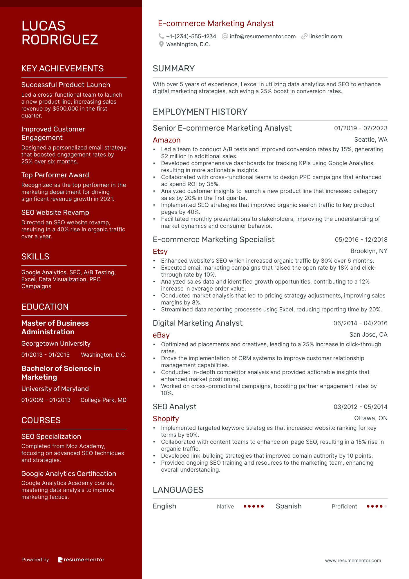 Digital Marketing Analyst Resume Example - Free to Edit ATS-Friendly ...