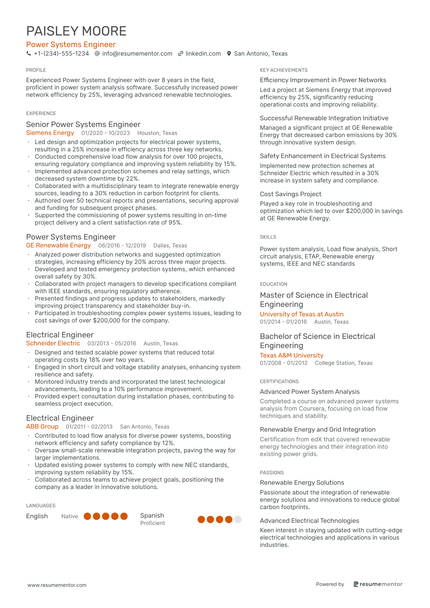 Electrical Engineer Resume Example - Free to Edit ATS-Friendly PDF - 2025