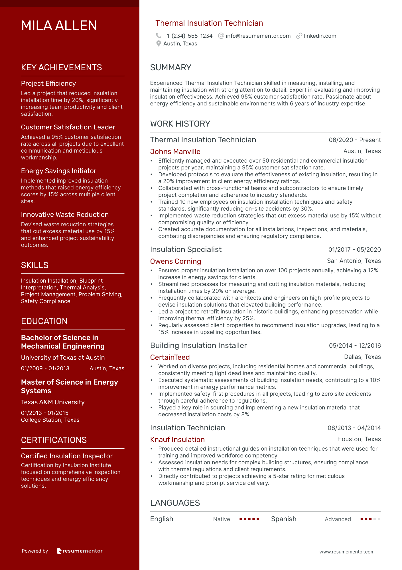 Insulation Worker Resume Examples - Free to Edit ATS-Friendly PDF - 2025
