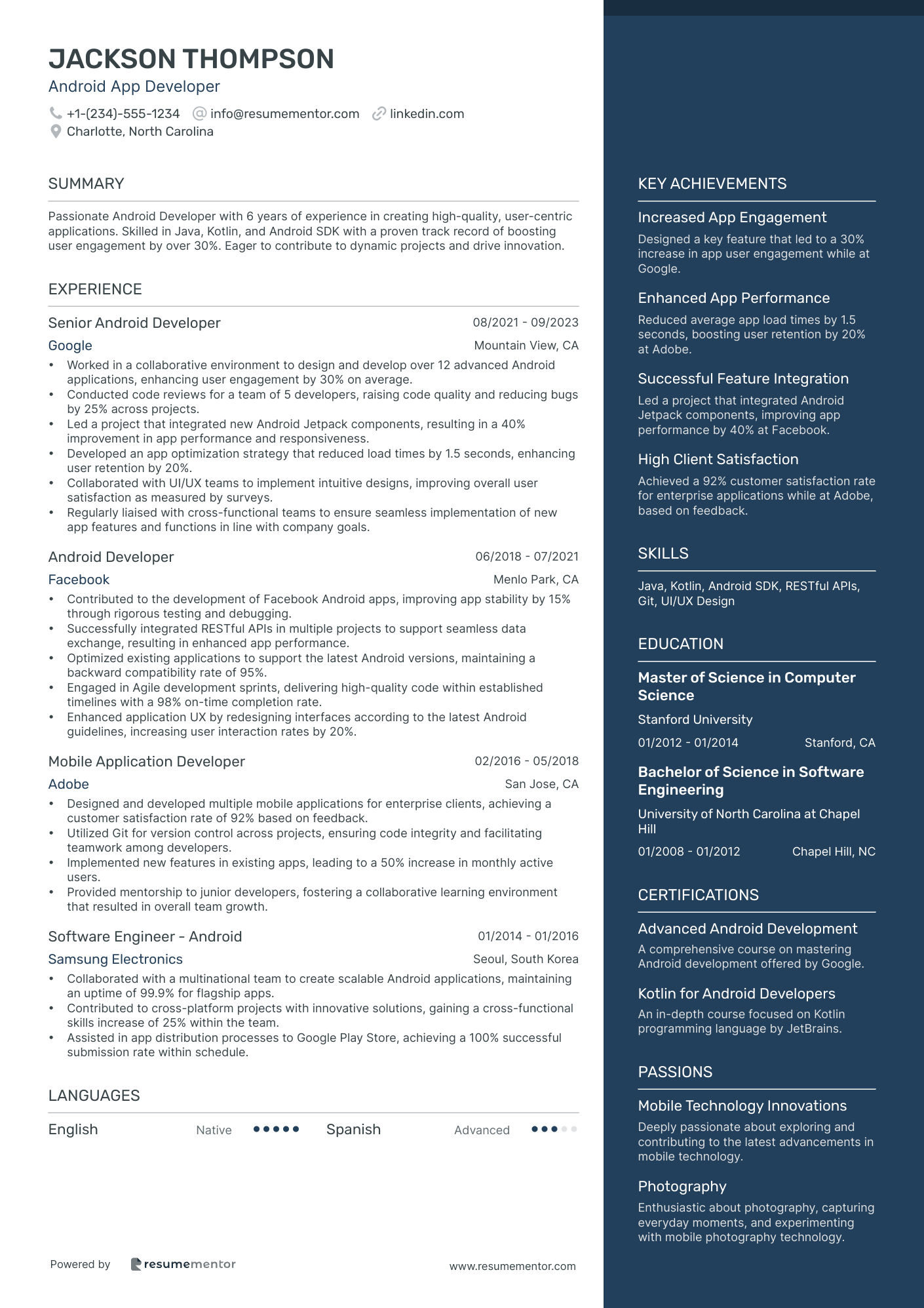 Android Developer Resume Example - Free to Edit ATS-Friendly PDF - 2025