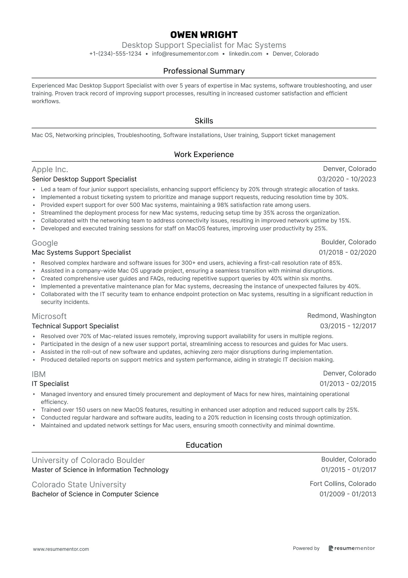 Desktop Support Resume Examples - Free to Edit ATS-Friendly PDF - 2025