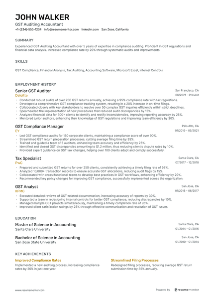 GST Accountant Resume Examples To Get You Hired in 2025