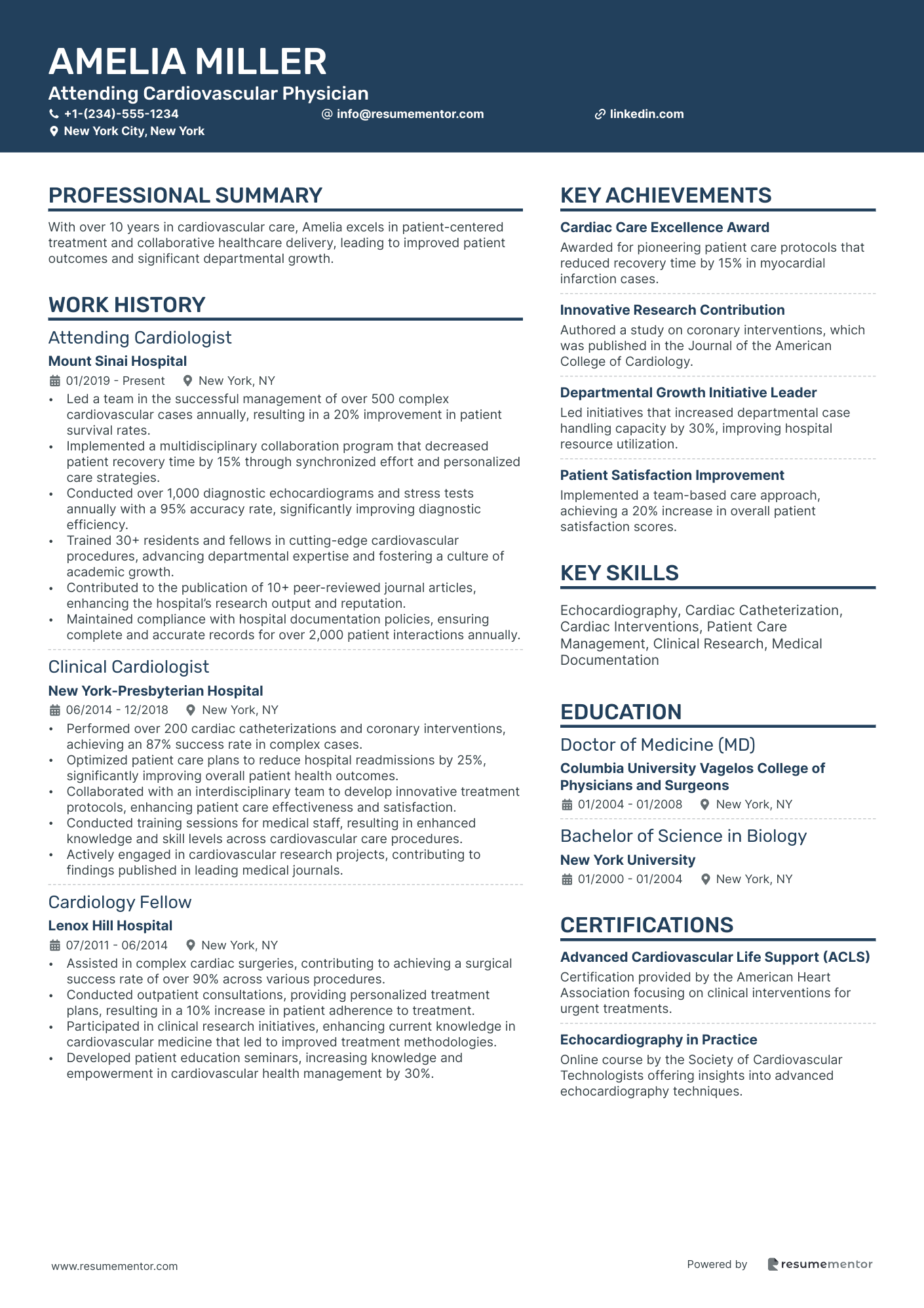 Attending Physician Resume Example - Free to Edit ATS-Friendly PDF - 2025