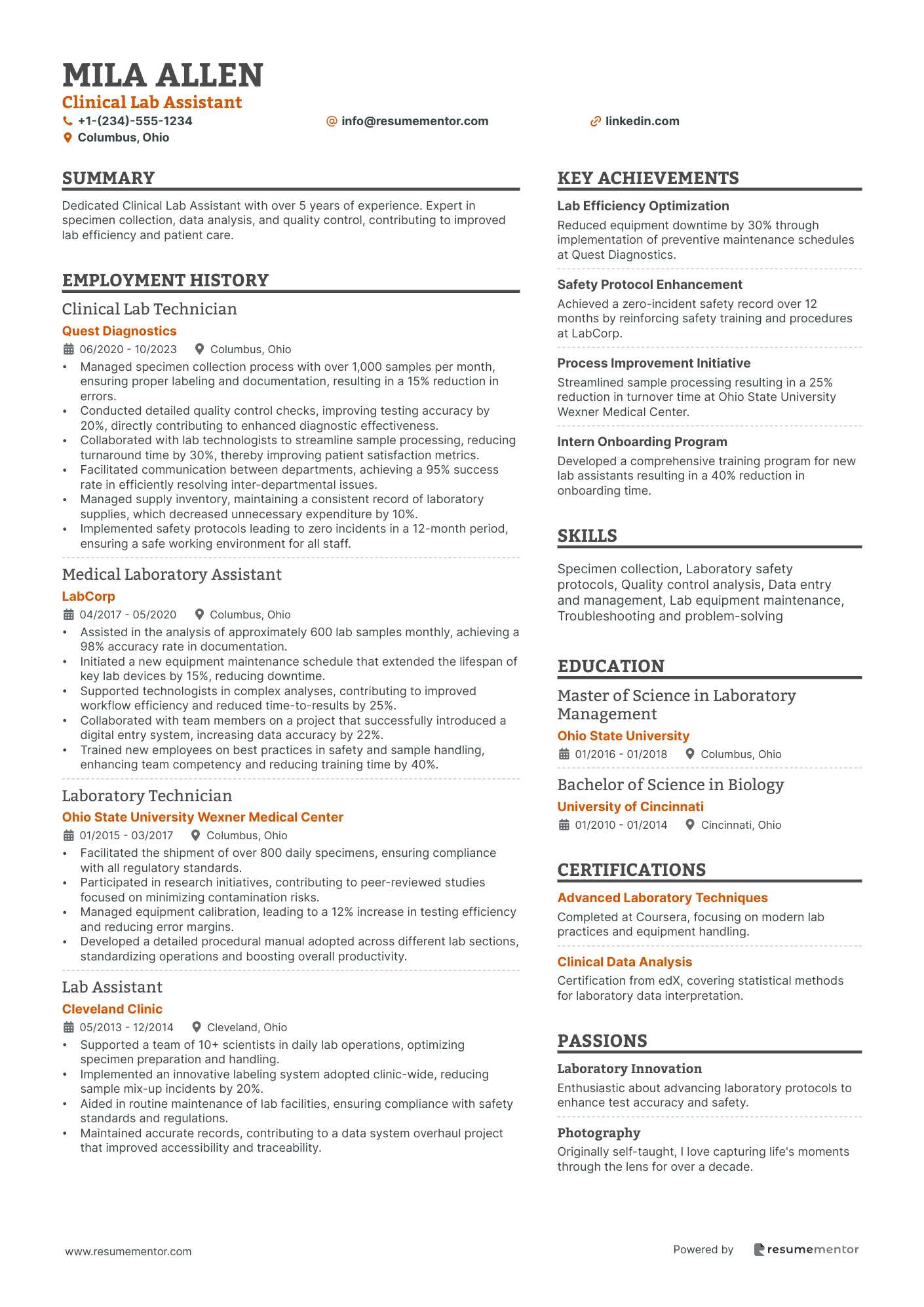 Lab Assistant Resume Examples - Free to Edit ATS-Friendly PDF - 2025