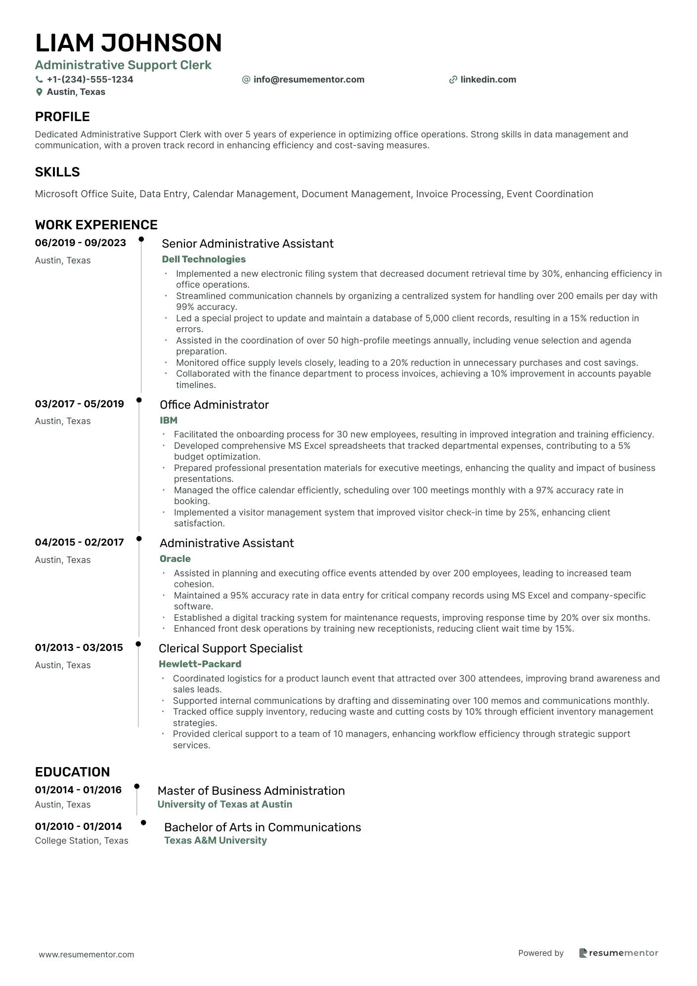 Clerical Resume Examples - Free to Edit ATS-Friendly PDF - 2025