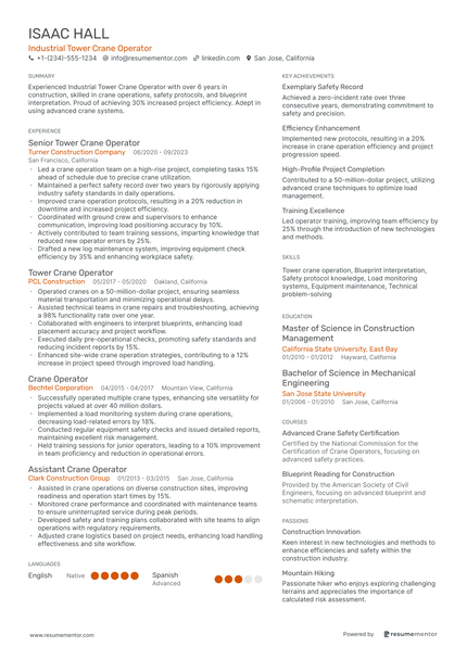Crane Operator Resume Examples - Free to Edit ATS-Friendly PDF - 2025