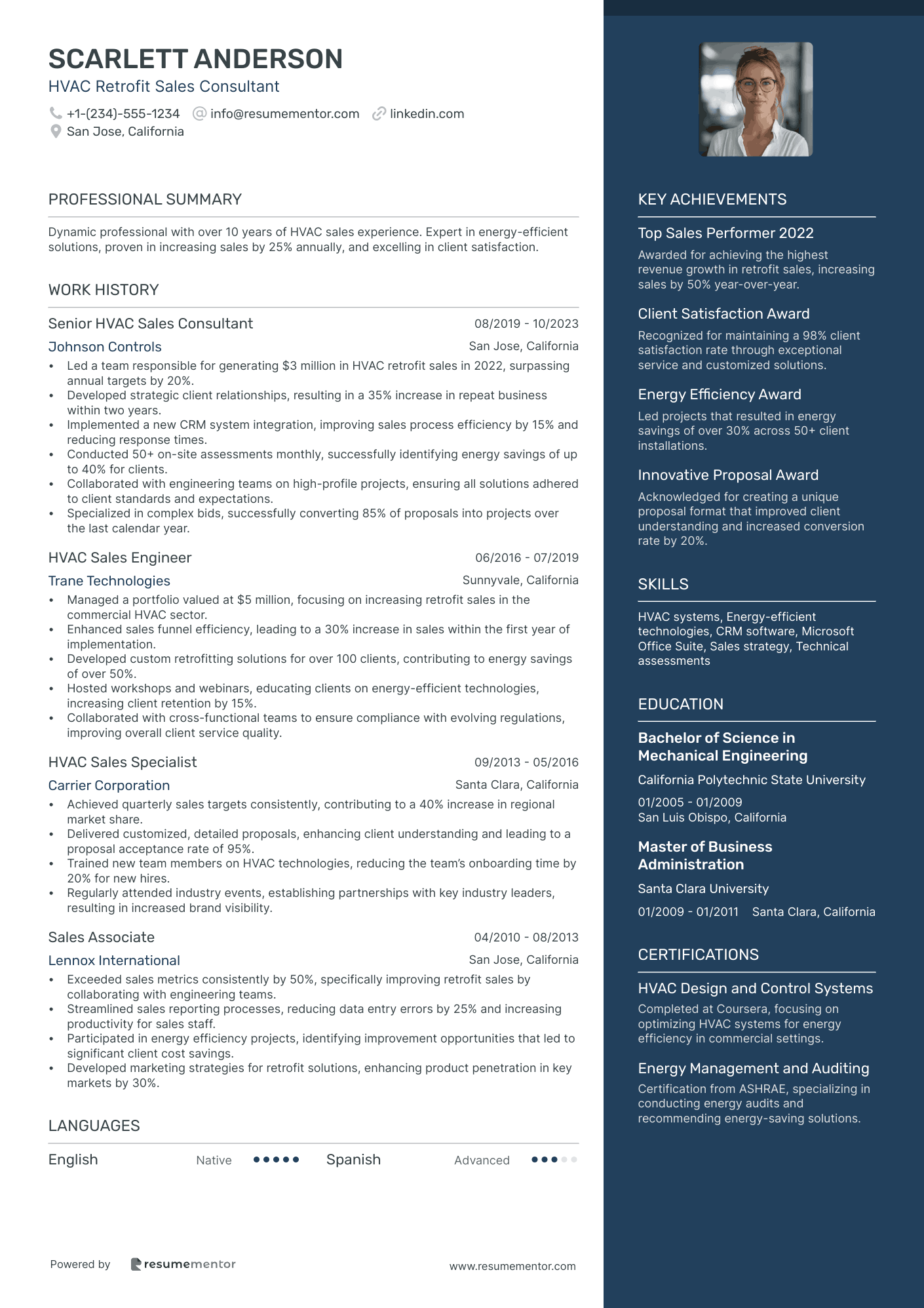 HVAC Sales Resume Example - Free to Edit ATS-Friendly PDF - 2025