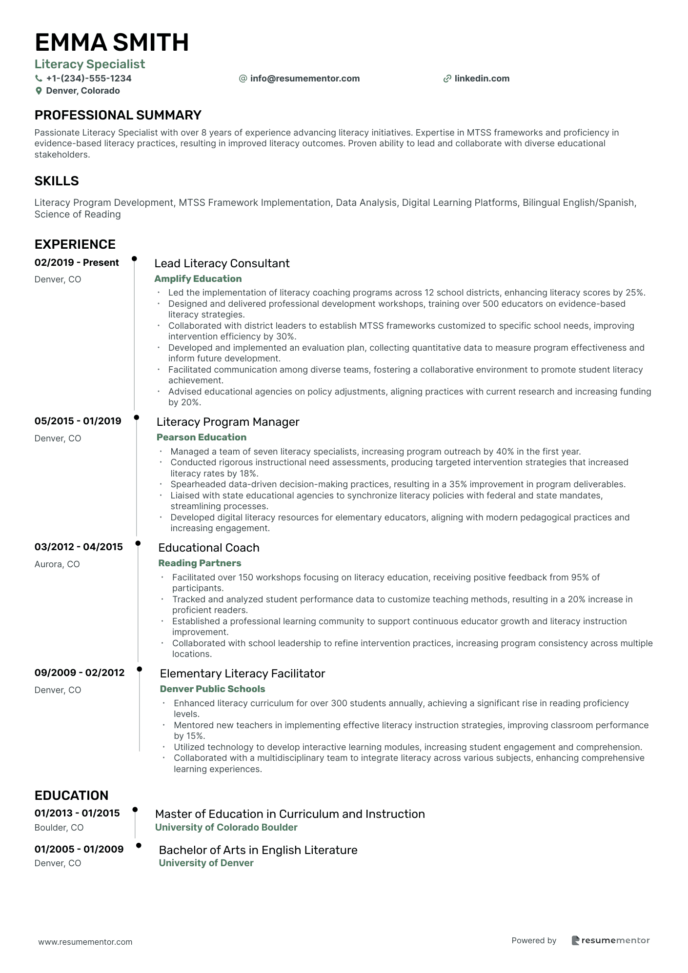 19 Education Resume Examples - Free to Edit ATS-Friendly PDF - 2025