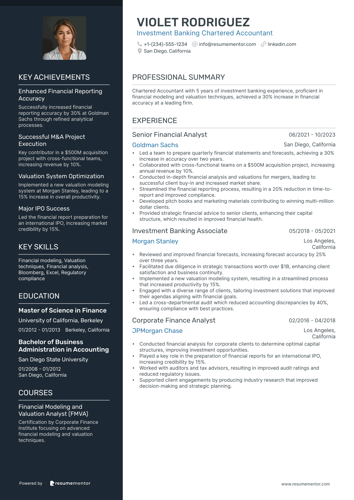 Chartered Accountant Resume Example - Free to Edit ATS-Friendly PDF - 2025