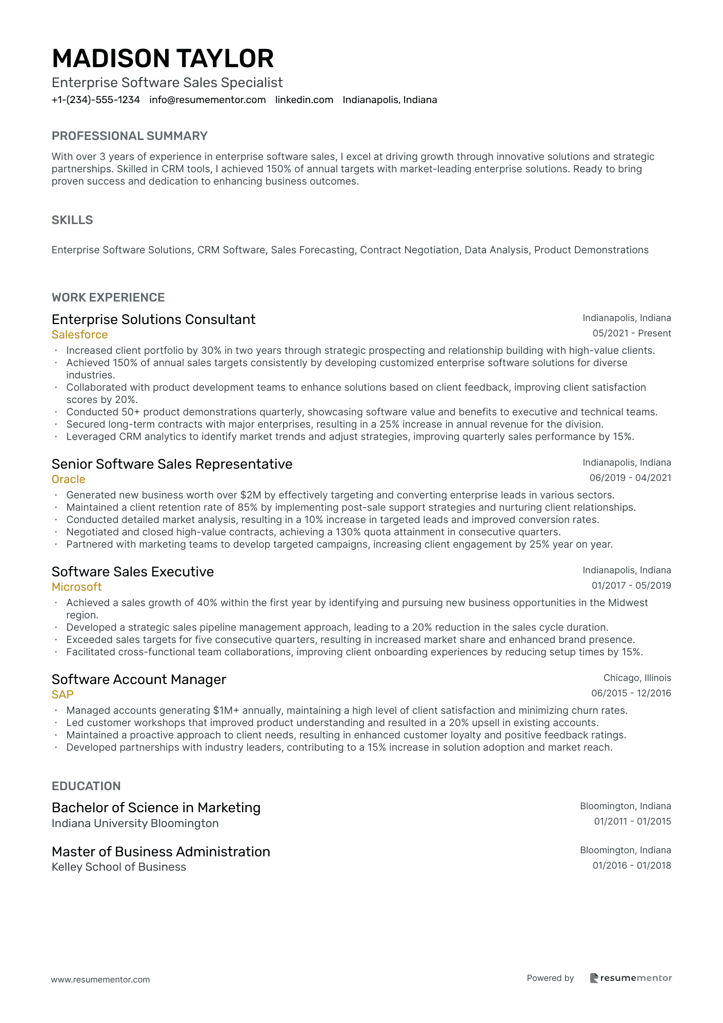 Tech Sales Resume Example - Free to Edit ATS-Friendly PDF - 2025