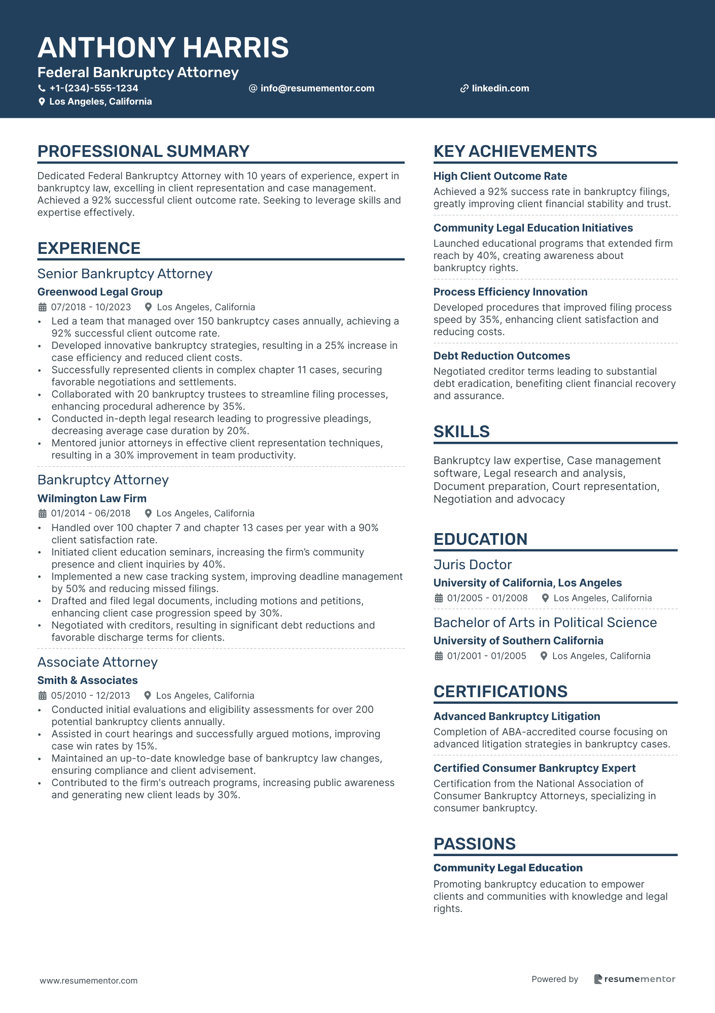 Federal Attorney Resume Example - Free to Edit ATS-Friendly PDF - 2025