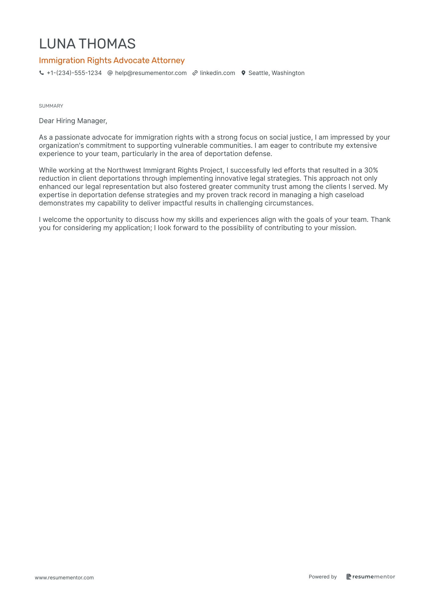 Immigration Lawyer Cover Letter Examples by ResumeMentor.com ...
