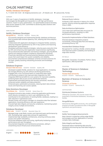 Database Developer Resume Example - Free to Edit ATS-Friendly PDF - 2025