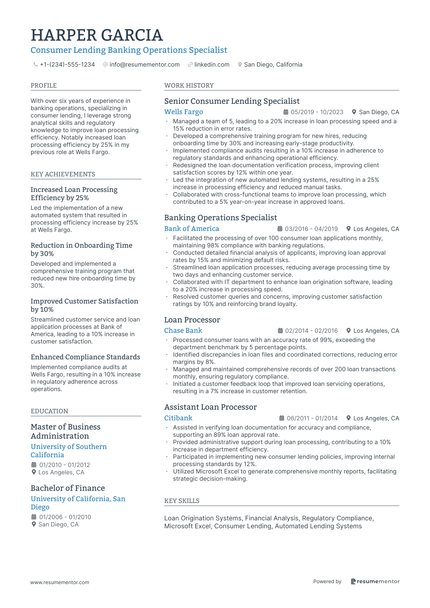 Banking Operations Resume Example - Free to Edit ATS-Friendly PDF - 2025