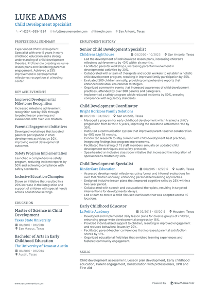 Early Childhood Education Resume Examples - Free to Edit ATS-Friendly ...
