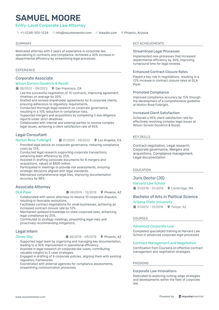 Entry-Level Attorney Resume Example - Free to Edit ATS-Friendly PDF - 2025