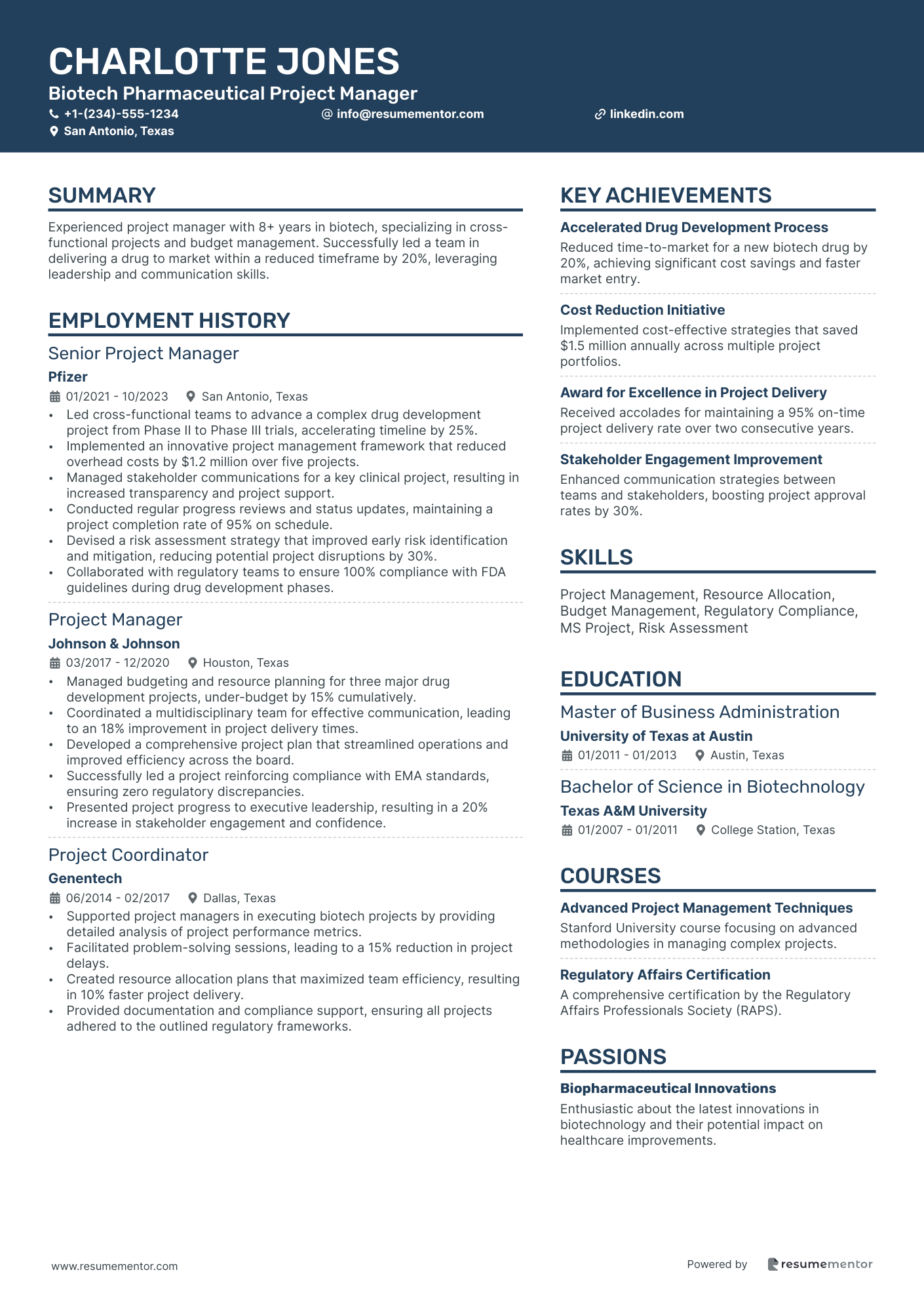 Project Management Resume Examples Pharmaceutical Project Manager