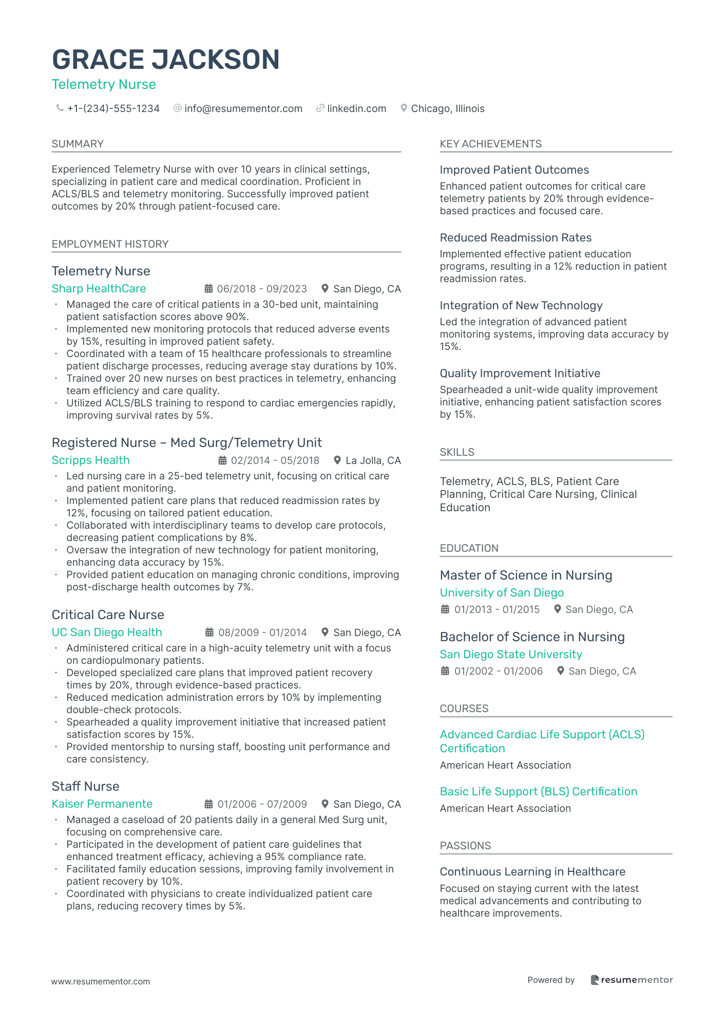 Telemetry Nurse Resume