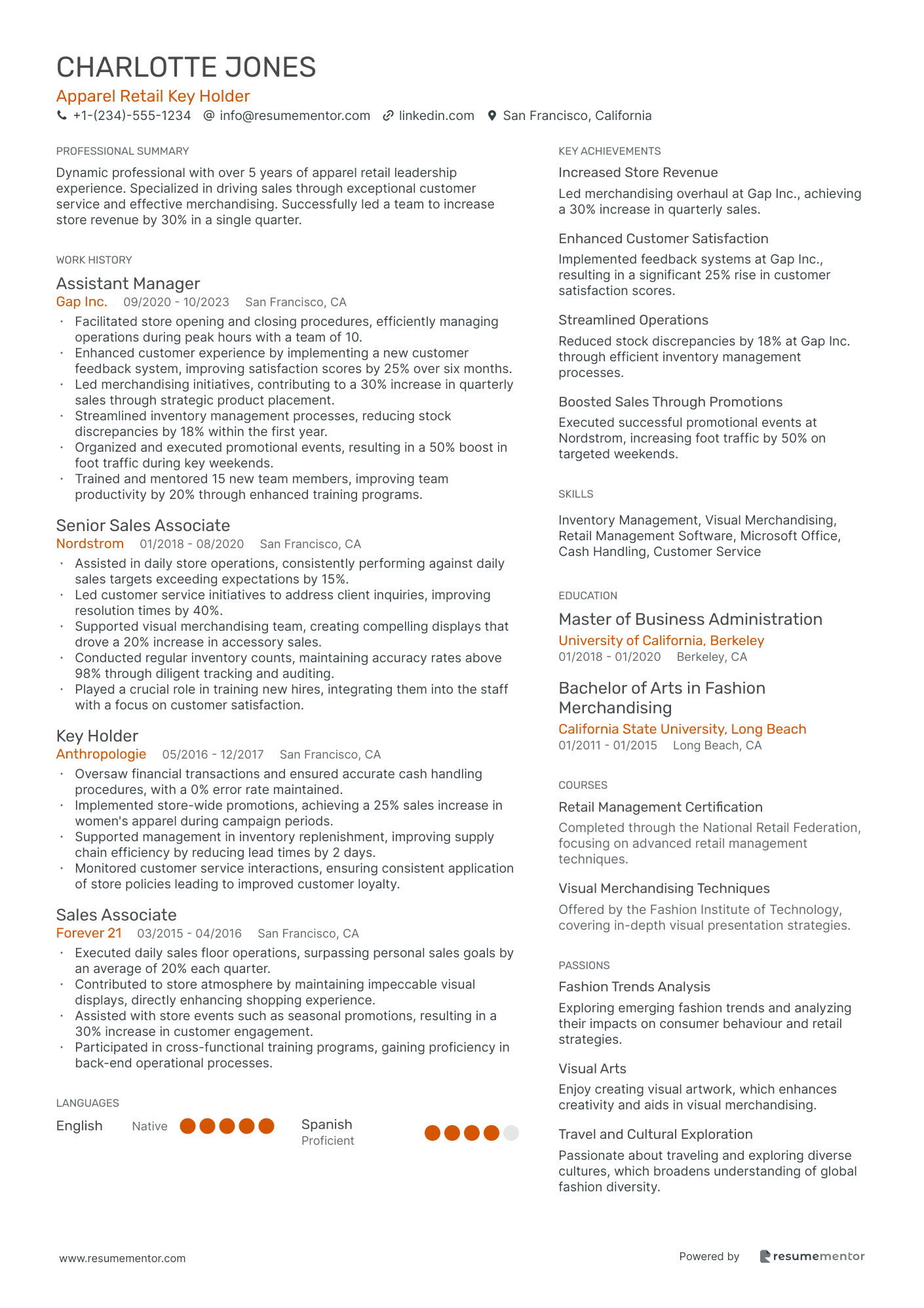 Key Holder Resume