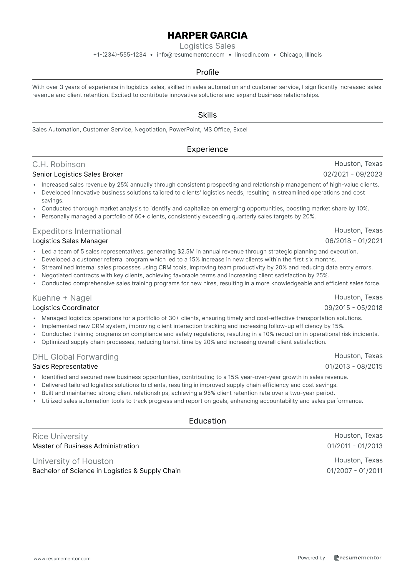 Logistics Resume Examples Logistics Officer Resume Sample In 2025