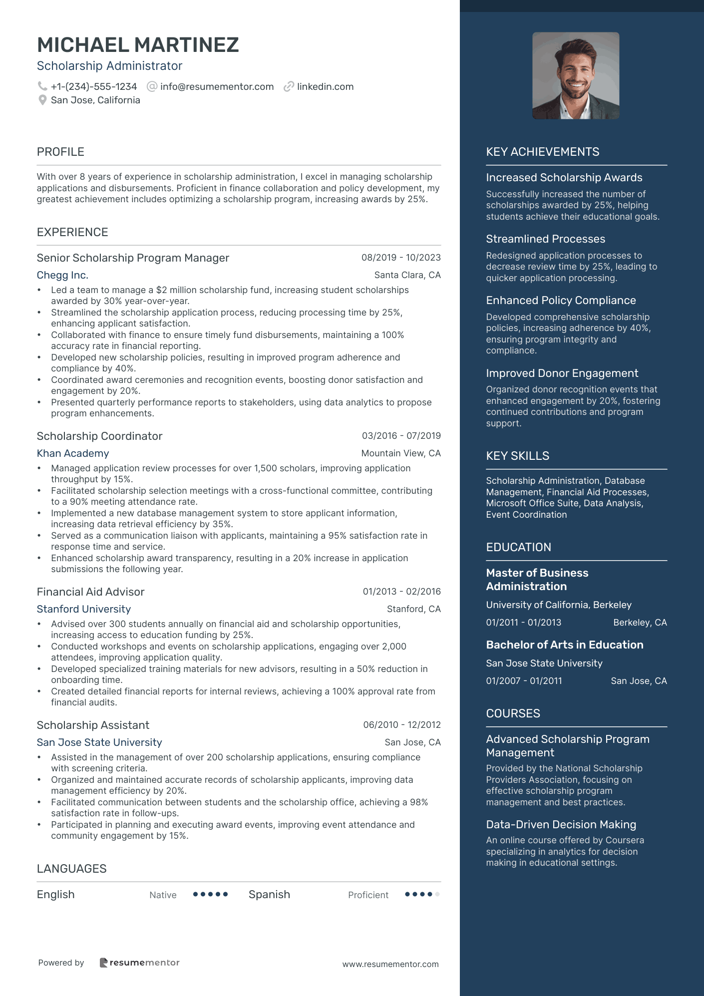 Scholarship Resume Examples